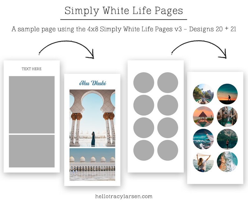 4x8 Digital Photo Collage Page Templates (v3) Simple, Easy, Modern ...