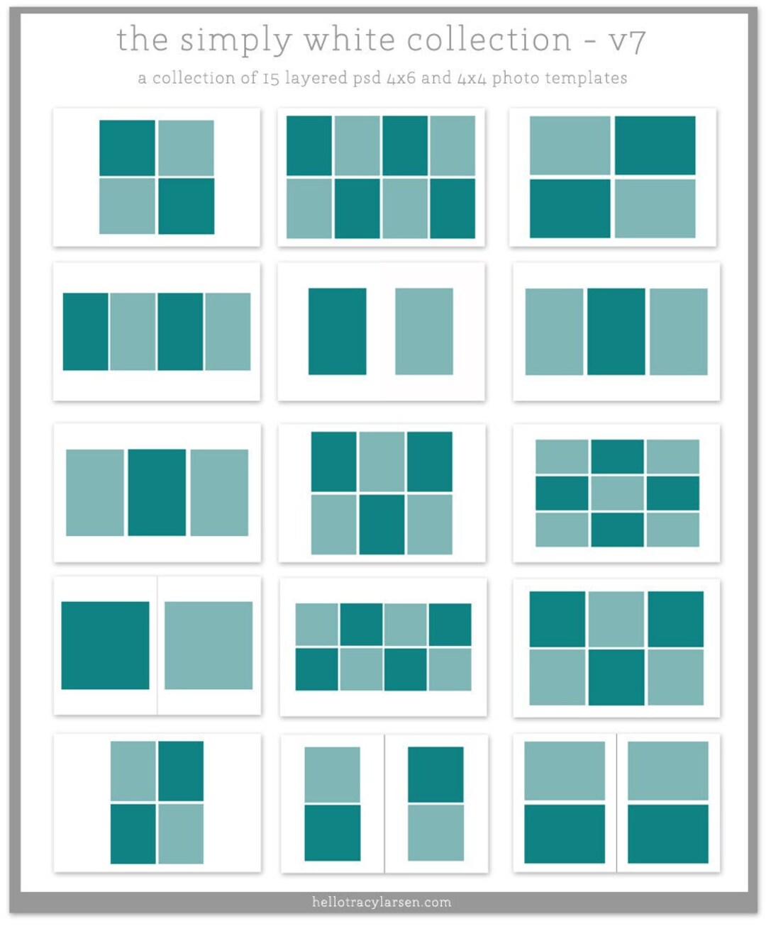 4x6 3x4 Photo Collage Templates Set of 15 v7 Squared Edges Simple, Easy ...