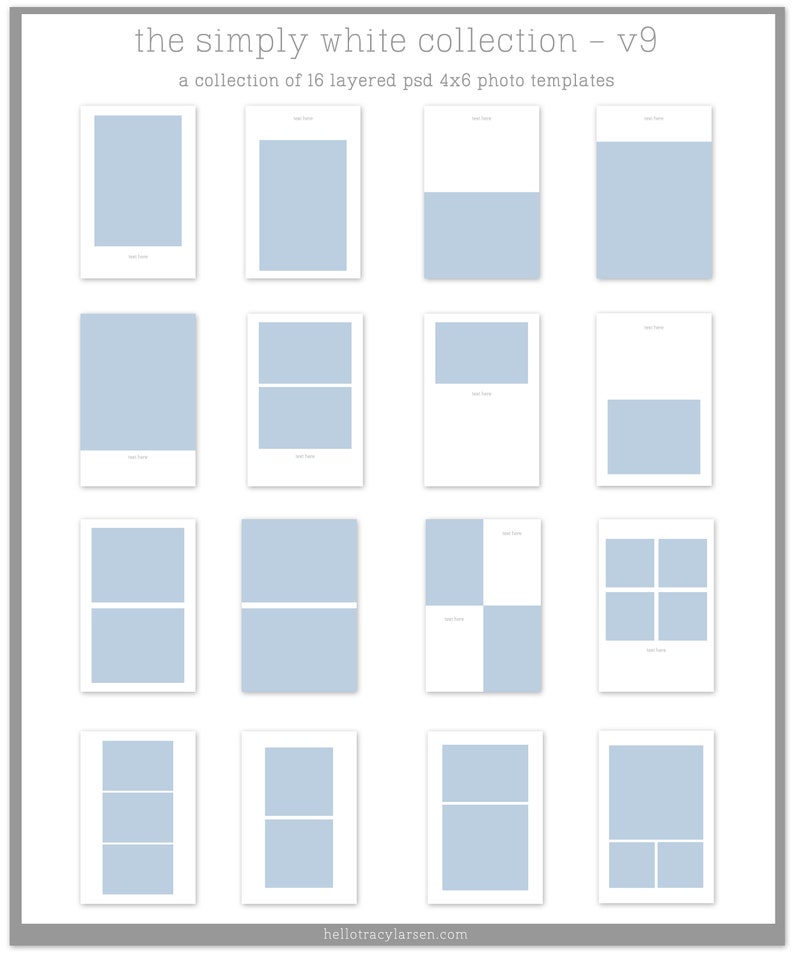 4x6 + 3x4 Photo Collage Templates Set of 15 (v9) Squared Edges - Simple ...