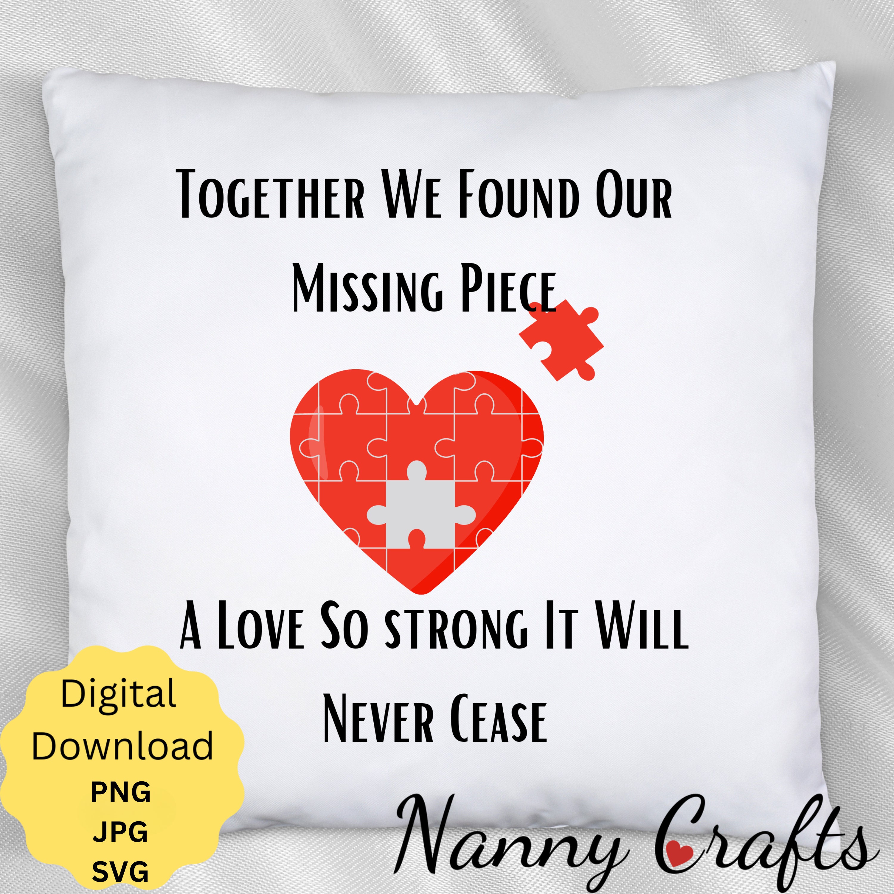 Puzzle Love Missing Piece Poem Slogan for Valentine, Birthday, Tshirt ...