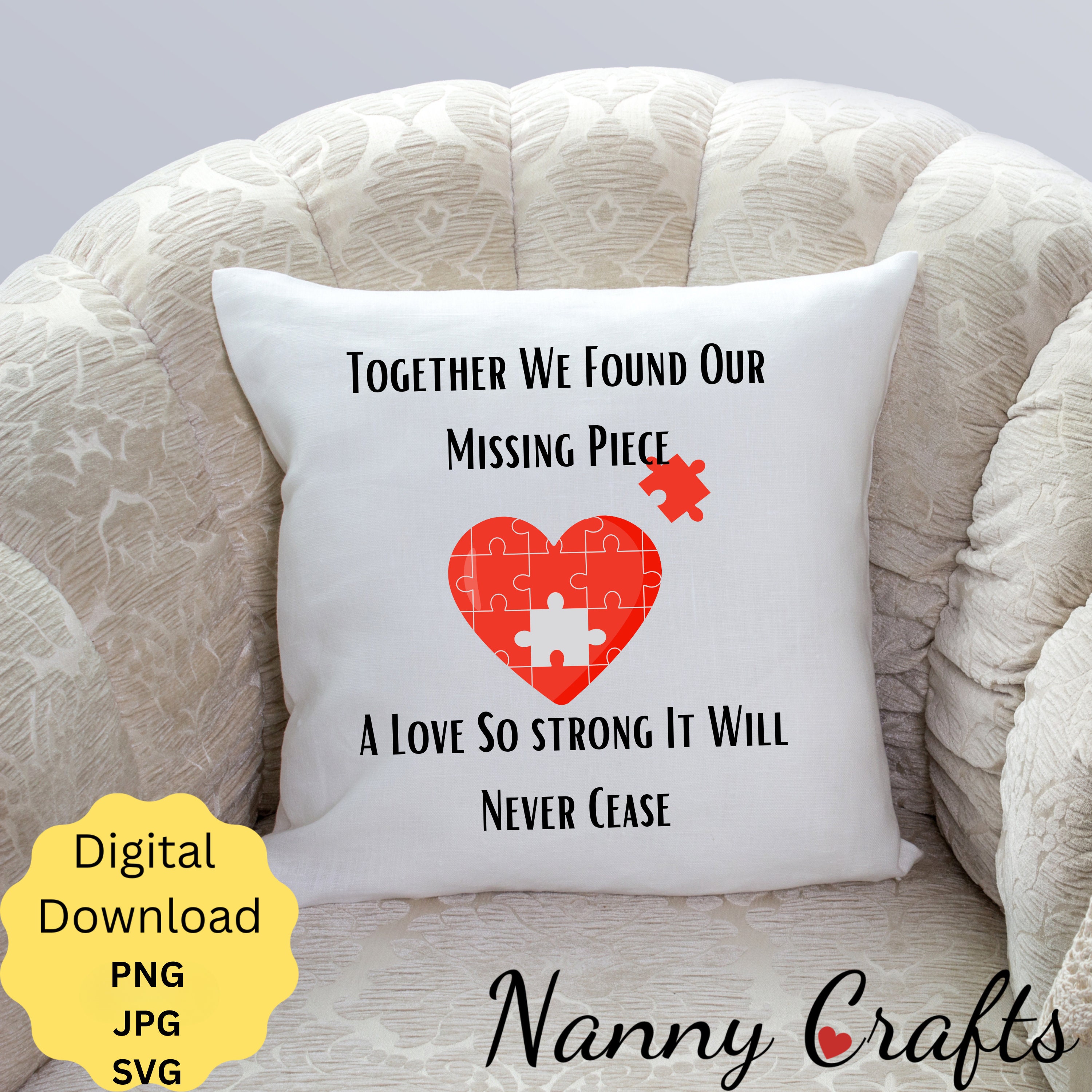 Puzzle Love Missing Piece Poem Slogan for Valentine, Birthday, Tshirt ...