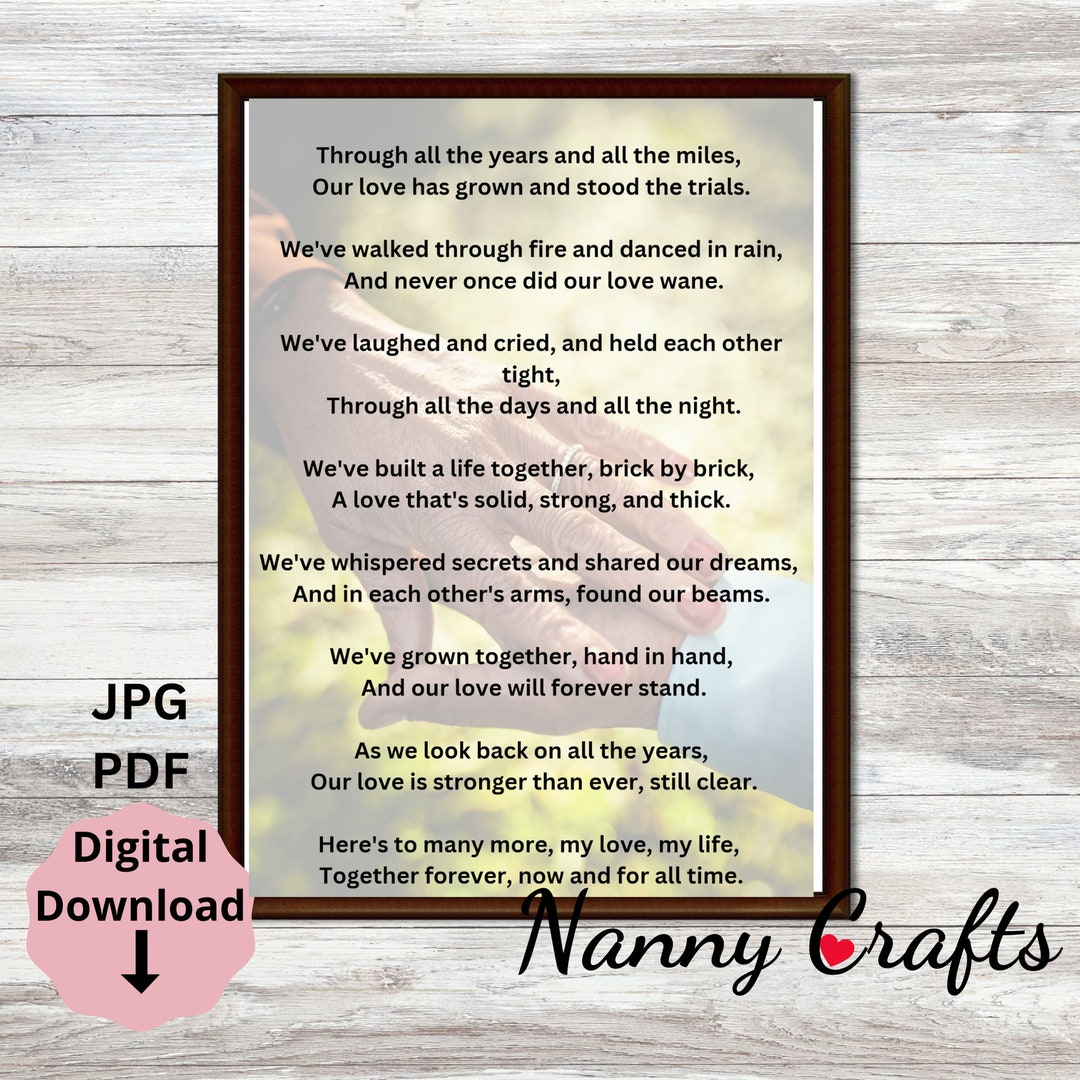 Printable Wall Art Poem for Timeless Love, Perfect Gift for Couples for ...
