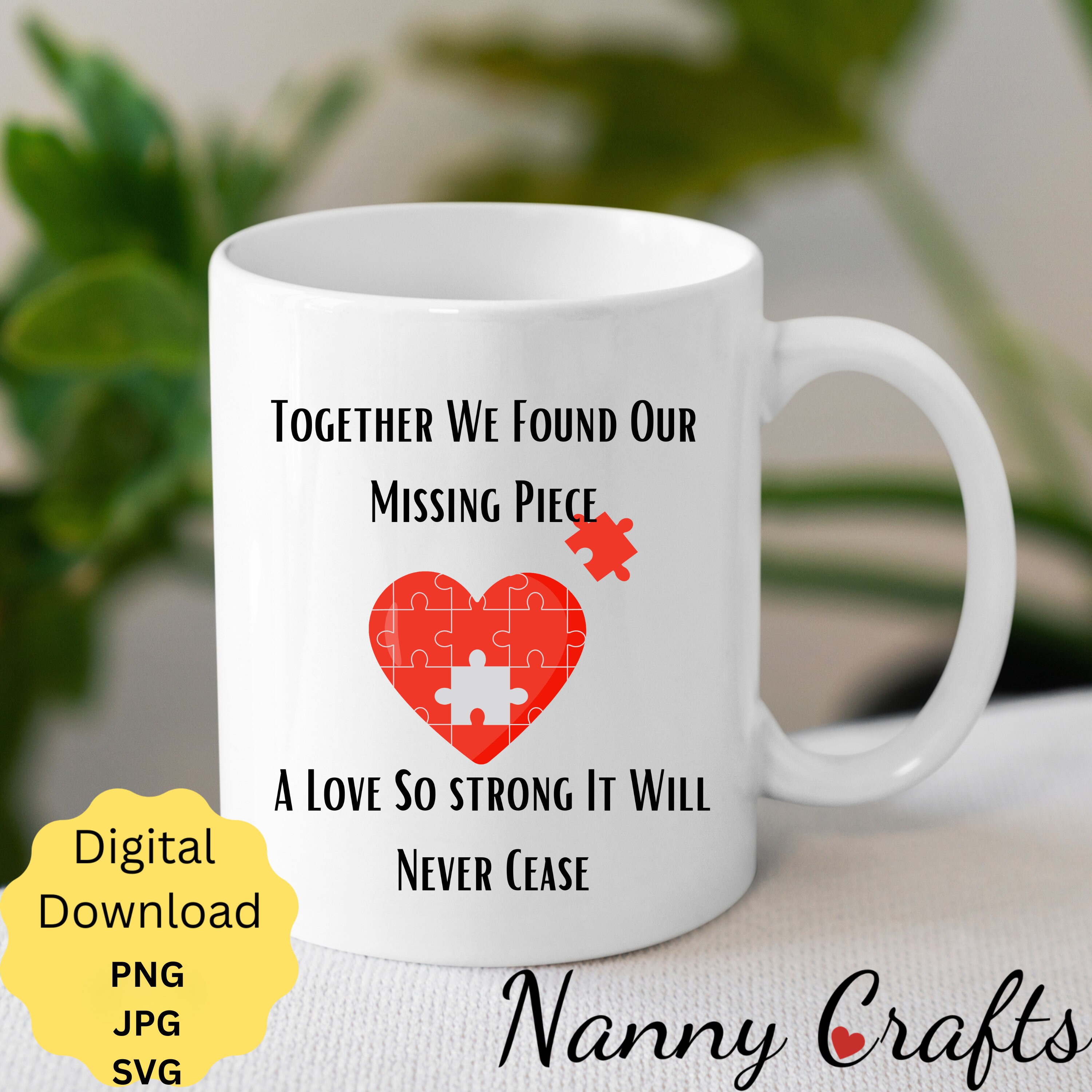 Puzzle Love Missing Piece Poem Slogan for Valentine, Birthday, Tshirt ...