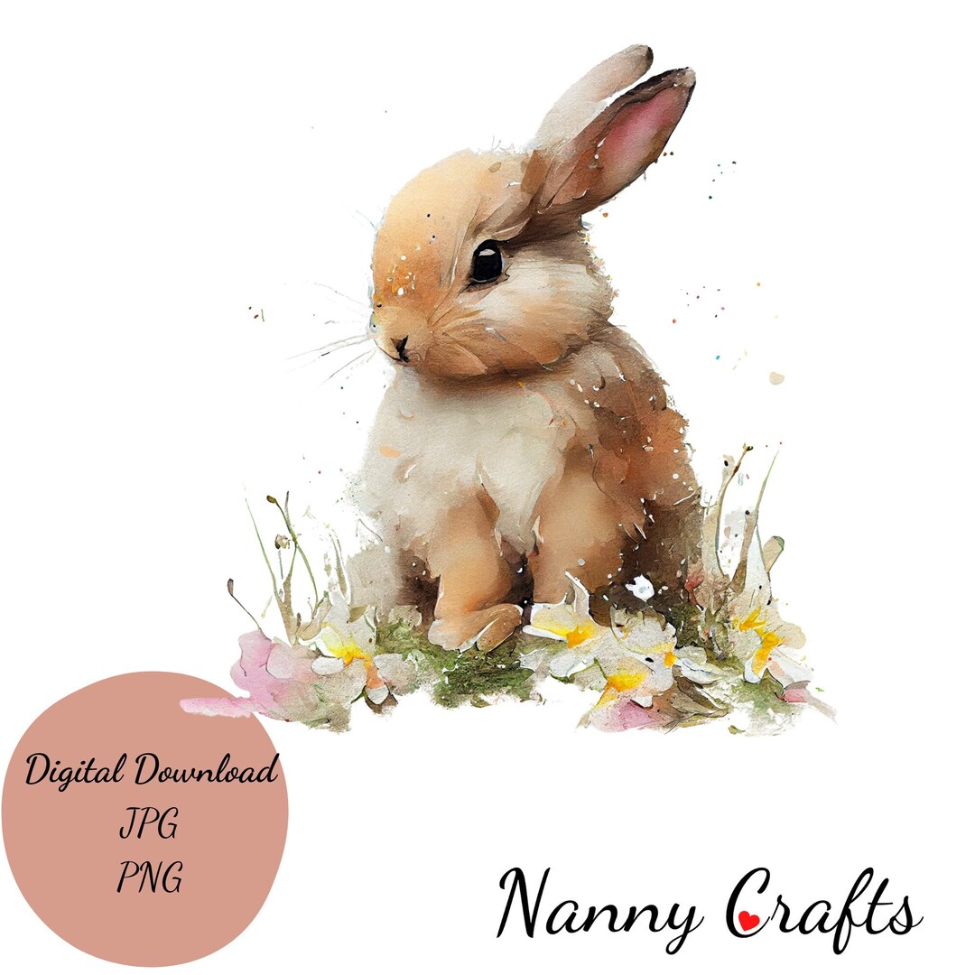Bunny Rabbits Clipart 4 High Quality Jpgs Watercolor Commercial Use ...