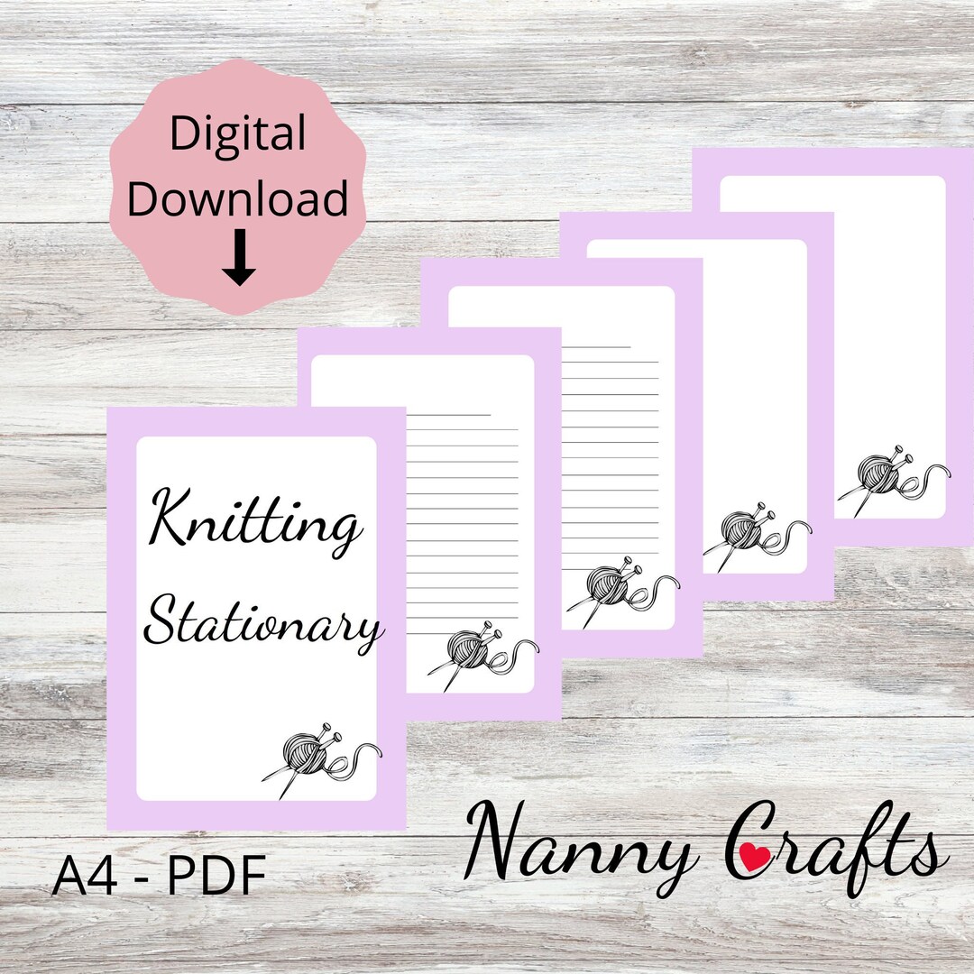 Knitting Printable Writing Paper Stationary Paper Letter Writing Set ...