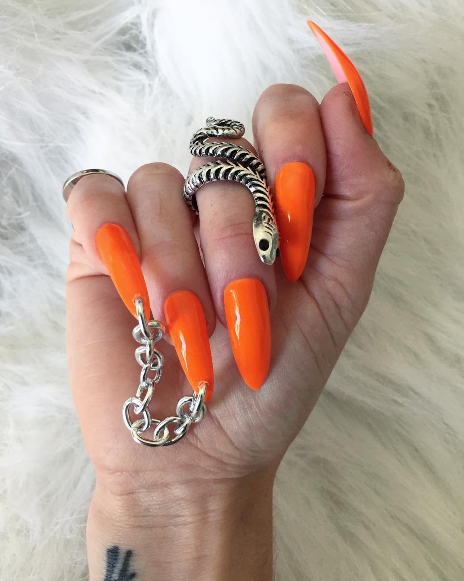 Jail Nailz 24 Long Press on Nails Stick Ons Long Orange - Etsy