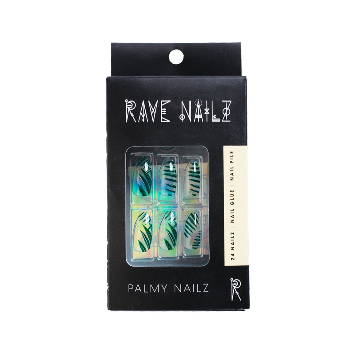 The Palmy Nailz, 24 Clear Press on Nails, Clear Leaf Print Stick on ...