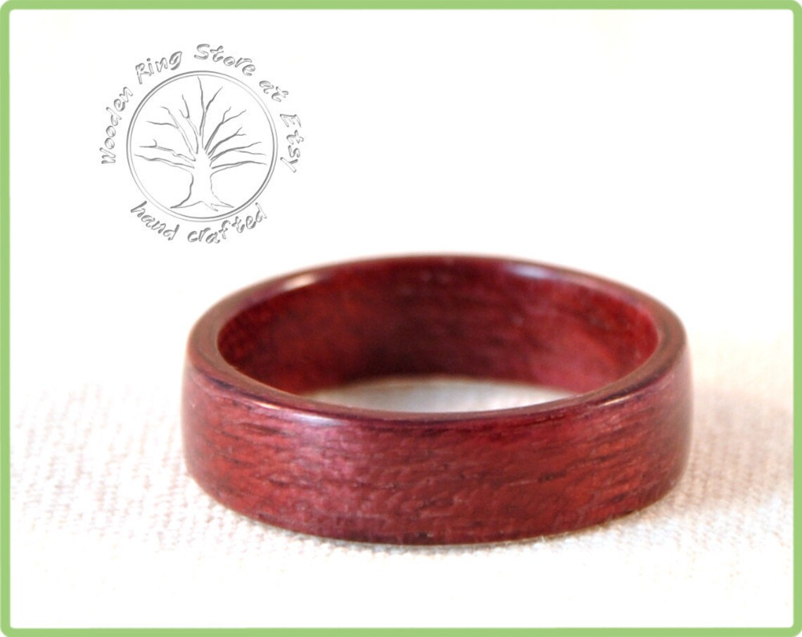 Purple Heartwood Ring. Wooden Rings Jewelry. Custom Gift, Wedding Ring ...