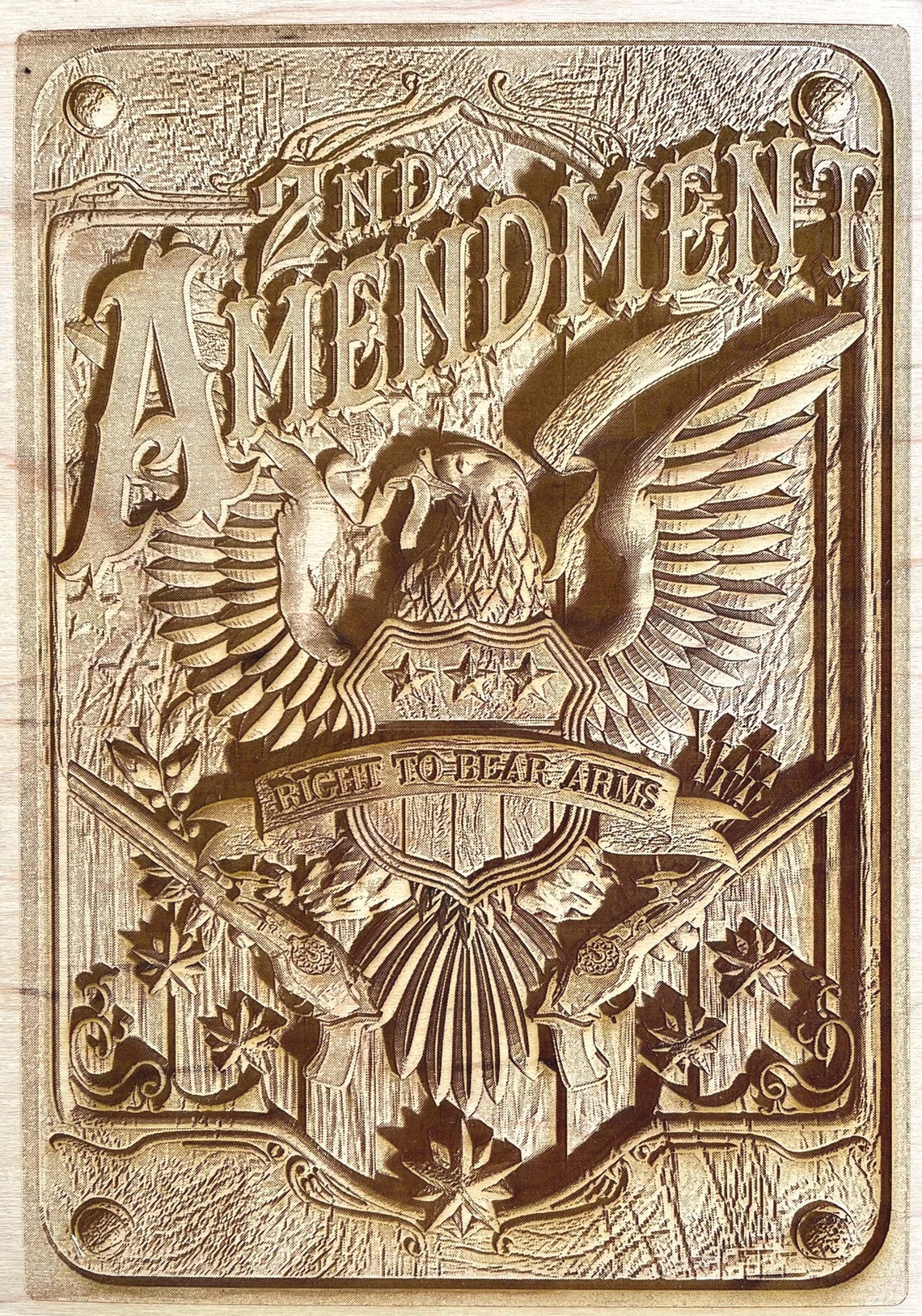 Digital Engraving File second Amendment Eagle 3D Illusion - Etsy