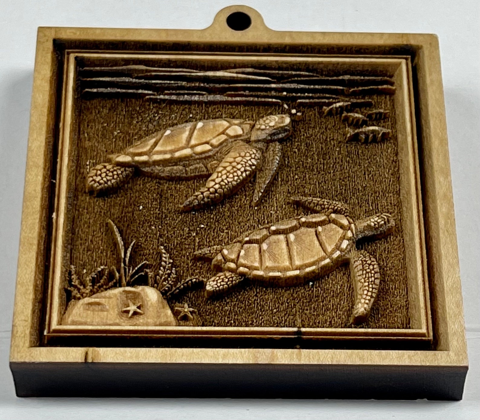 Underwater Swimming Turtles Maple Wood Ornament / Shelf Decor | Etsy