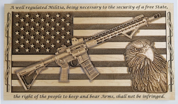 Second Amendment AR-15 3D laser US Flag carved plaque / sign | Etsy