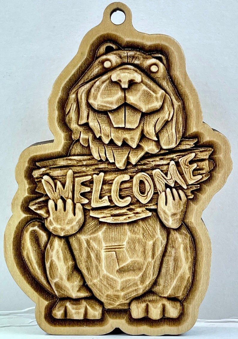Beaver Welcome Sign 3D Maple Wood Ornament / Shelf Decor - Etsy
