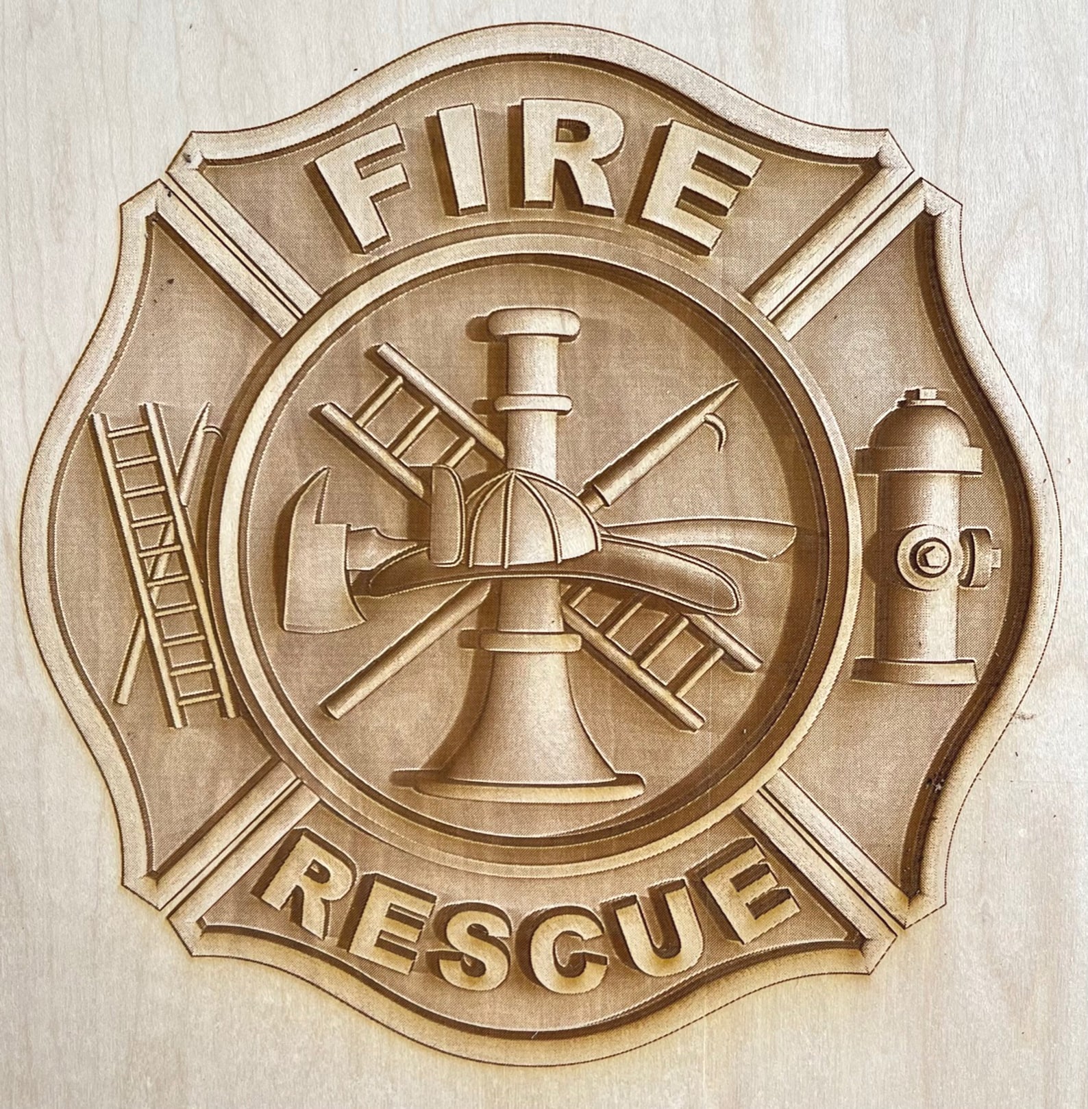 Digital Engraving File-fire Rescue Maltese Cross Firefighter 3D ...