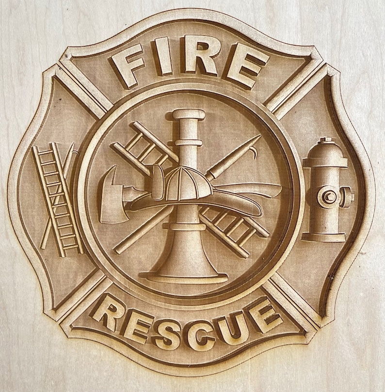 Digital Engraving File-fire Rescue Maltese Cross Firefighter 3D ...