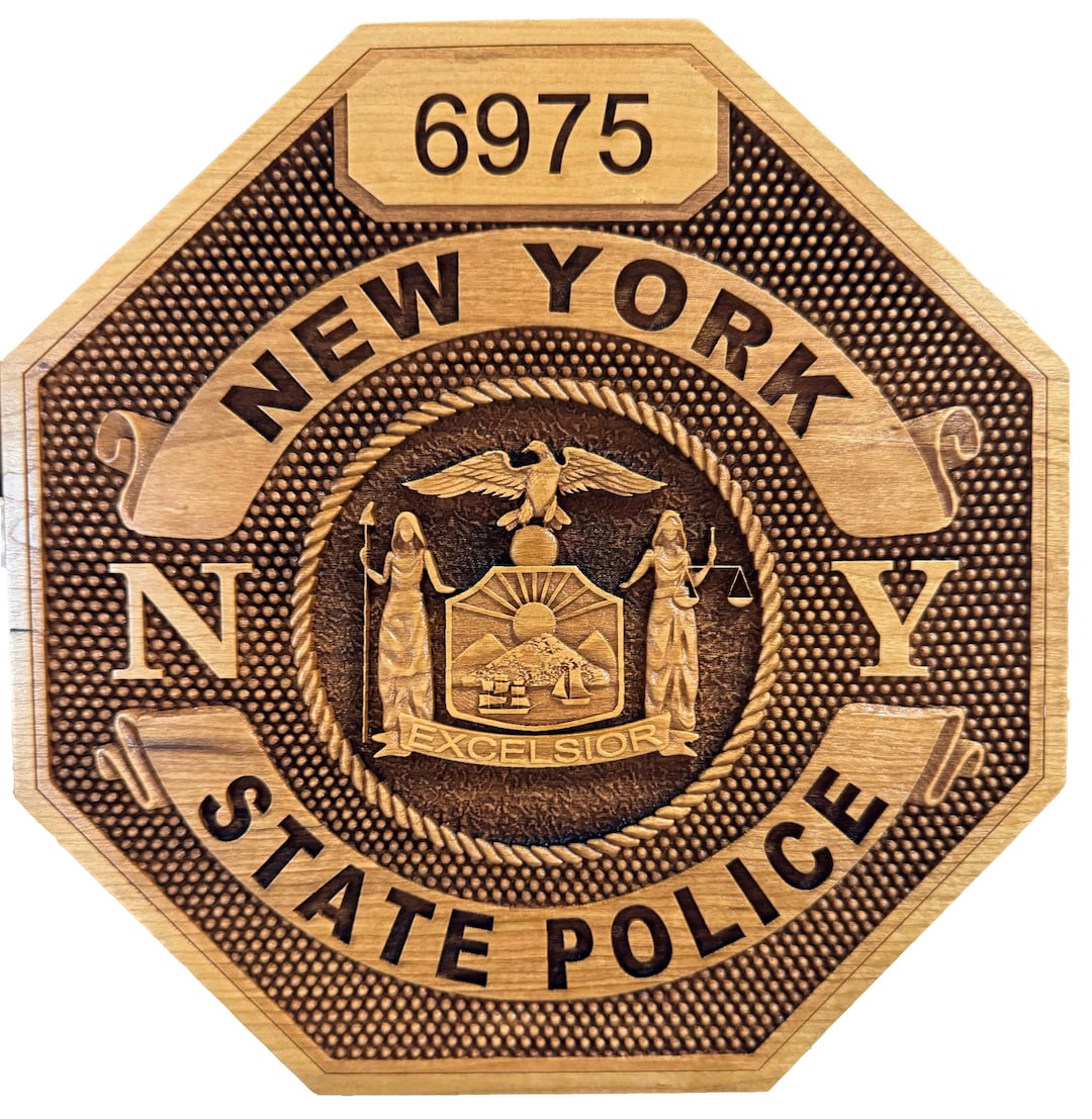 Personalized NY State Police Badge in Maple or Cherry Hardwood. - Etsy