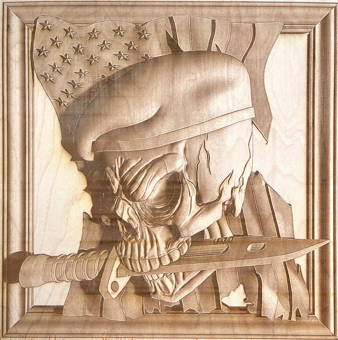 Digital Engraving File - Framed Skull With Knife 3D Illusion File for ...