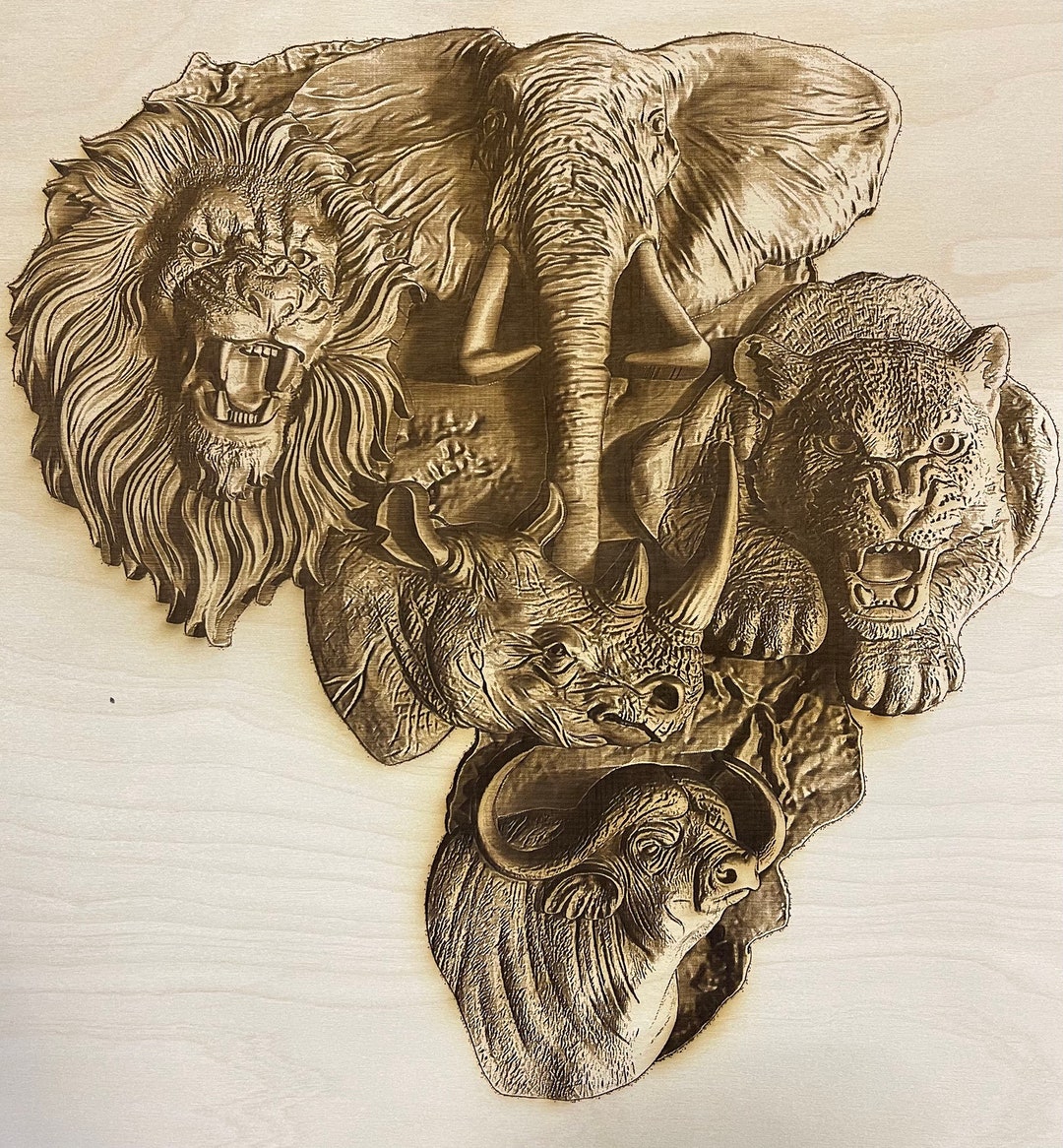Digital Engraving Africa Animals 3D Illusion File for Wood Laser Ready ...