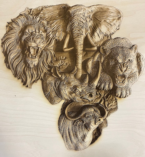 Digital Engraving Africa Animals 3D Illusion File for Wood - Etsy