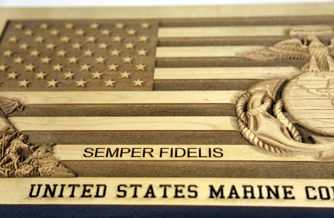 Personalized USMC Marine Corps Flag Plaque in Solid Maple or - Etsy
