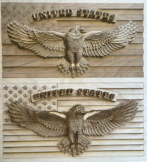 Digital Engraving File 2 USA Flag Eagle 3D Illusion Files - Etsy