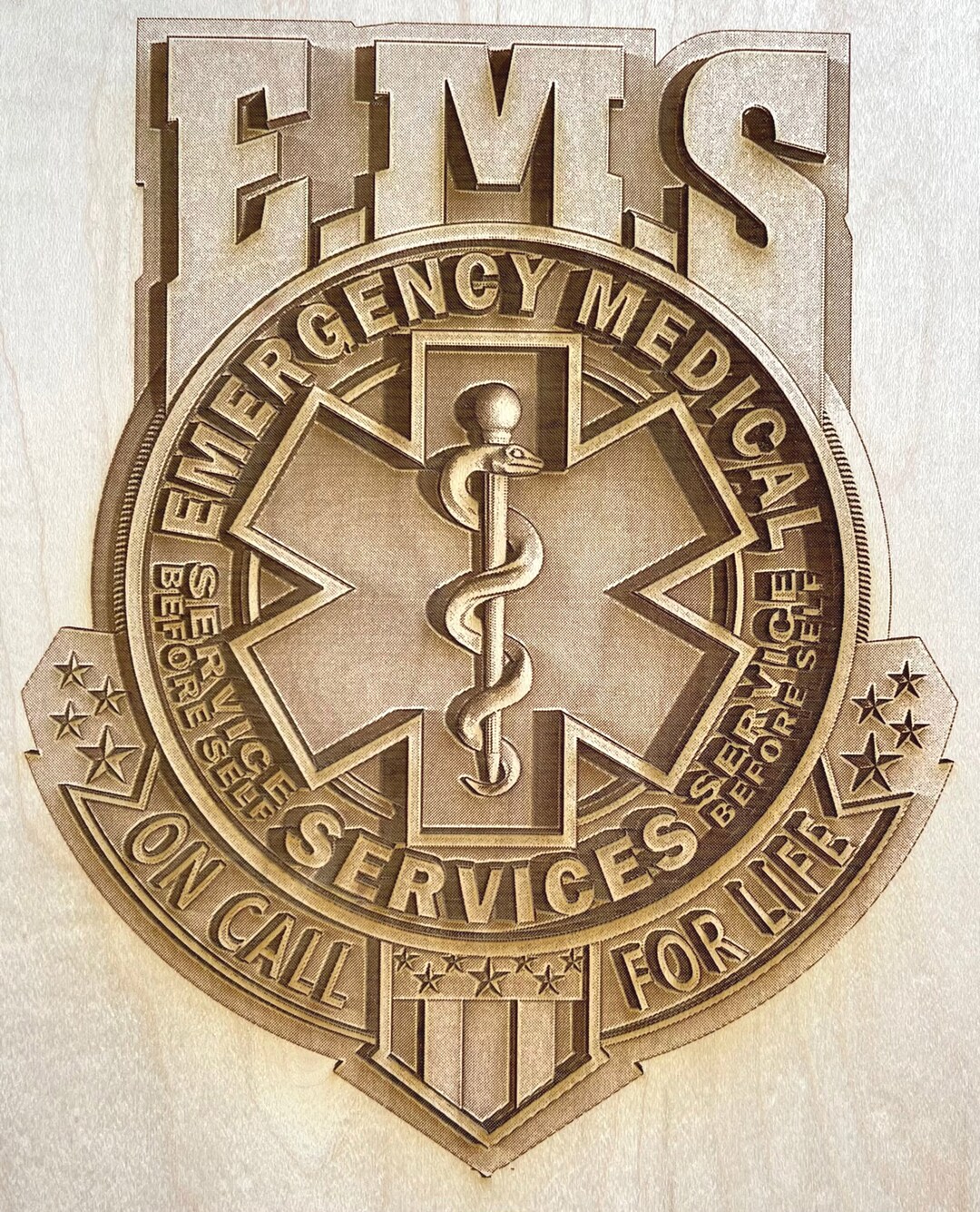 Digital Engraving File -EMS Logo Snake and Staff 3D Illusion File for ...