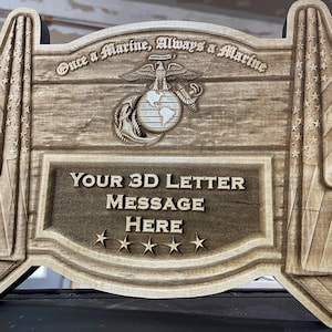 USMC - Marine Corps Laser Draped and Folded US Flag Carved Plaque ...