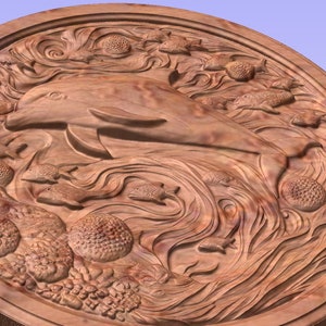 Swimming Dolphin Scene STL File for a 3D CNC Router. - Etsy