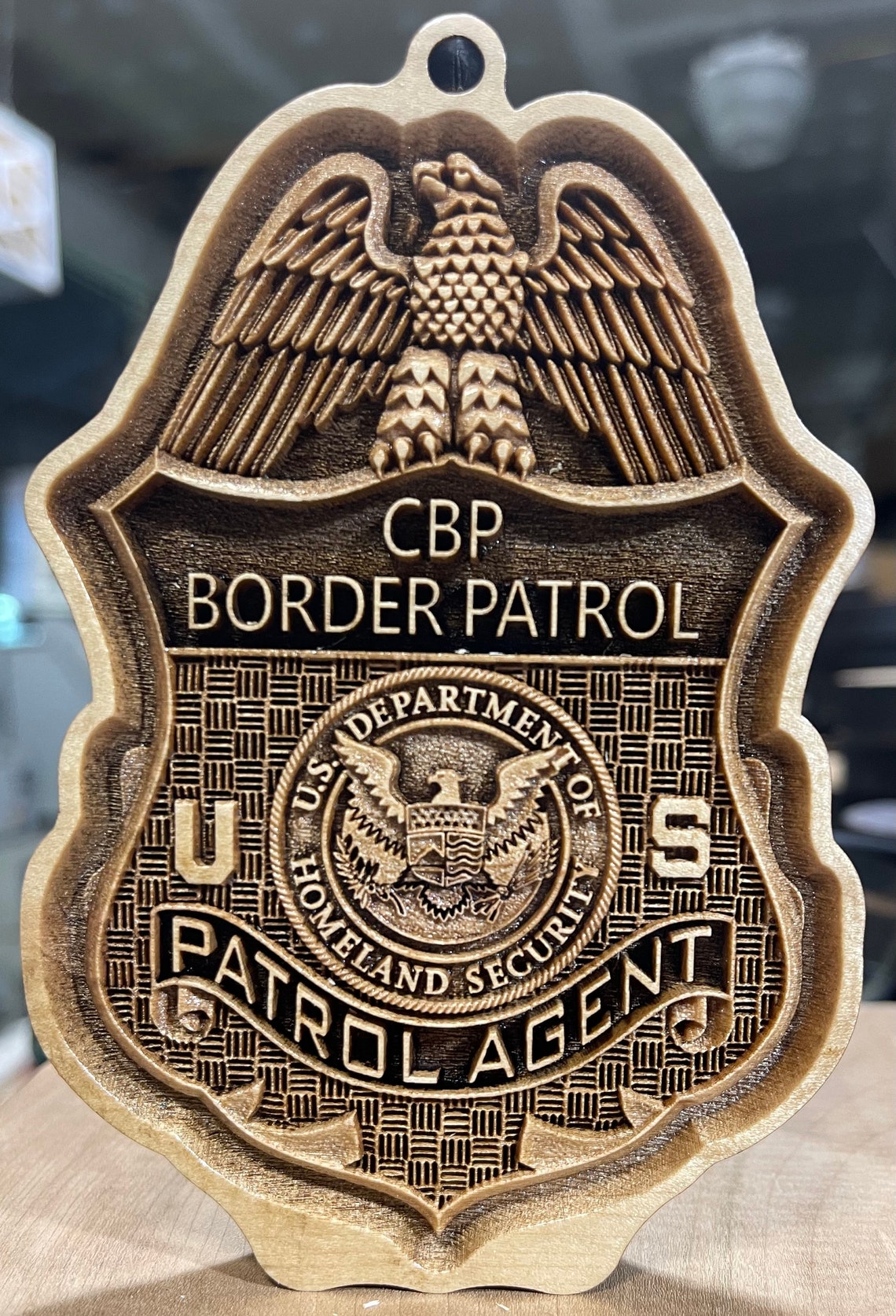Wooden Custome and Border Patrol Agent Badge Personalized 3D Maple Wood ...