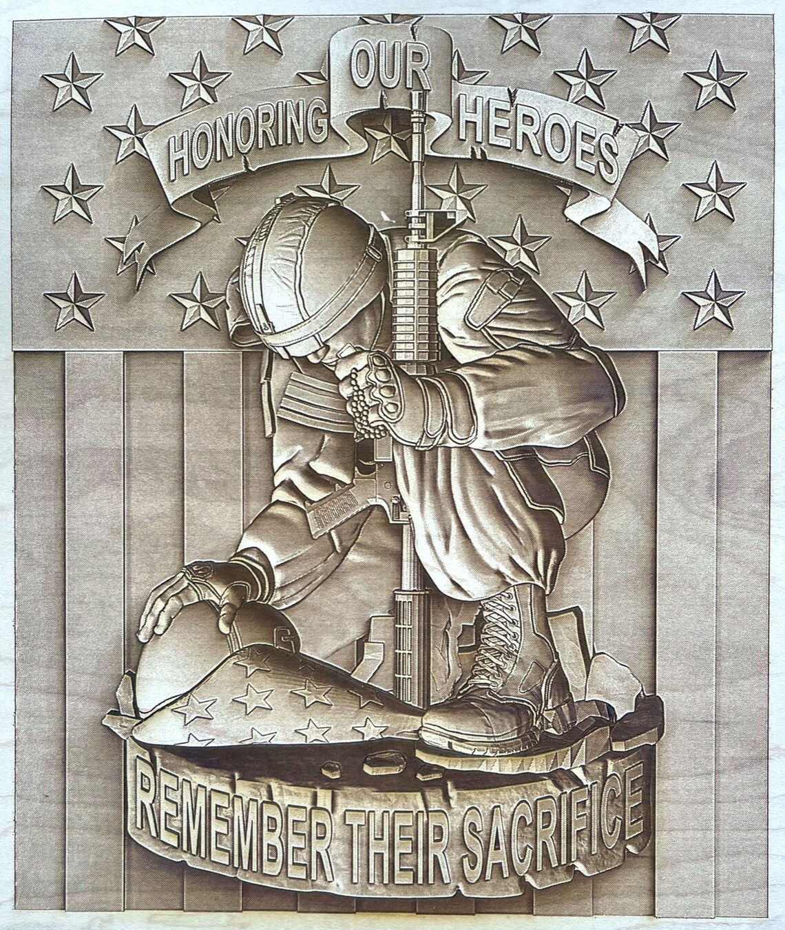 Digital Engraving File 2 Versions of Honor Fallen Soldier 3D - Etsy