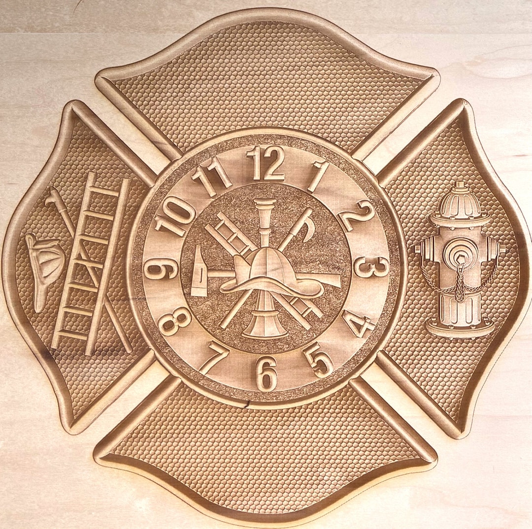 Digital Engraving Firefighter Maltese Cross Sign/clock 3D Illusion File ...