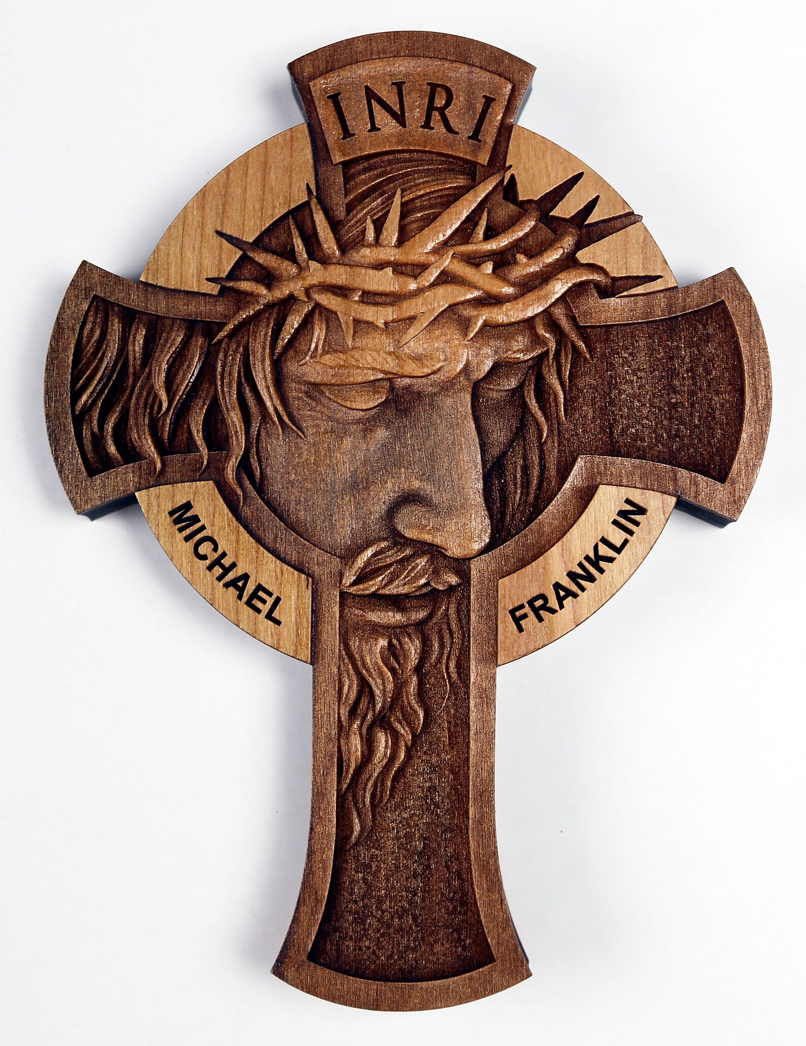 Jesus Face Cross / Crucifix in Maple Wood Cross or Charry | Etsy