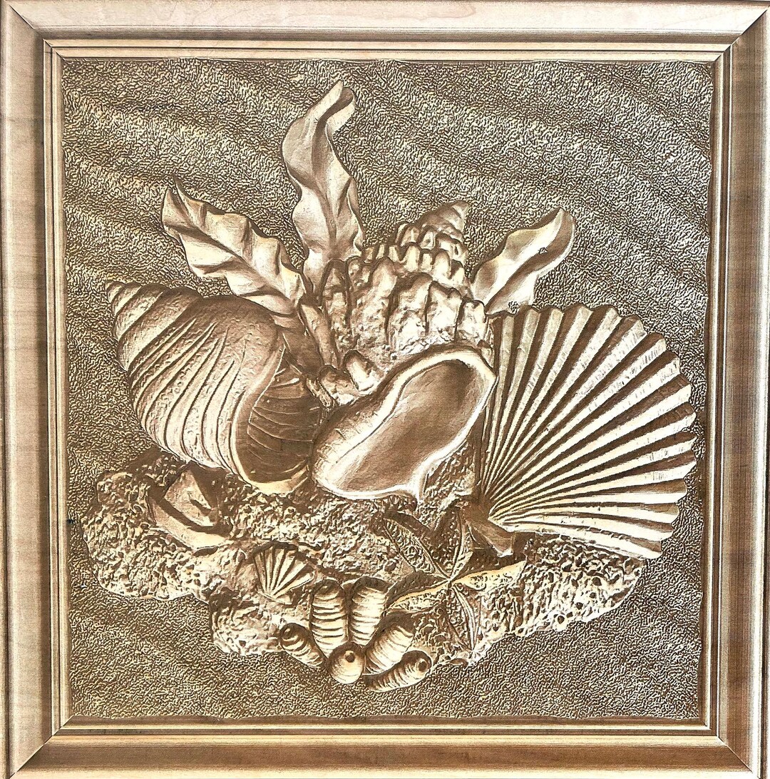 Digital Engraving File - Framed Shells on Sand 3D Illusion File for ...
