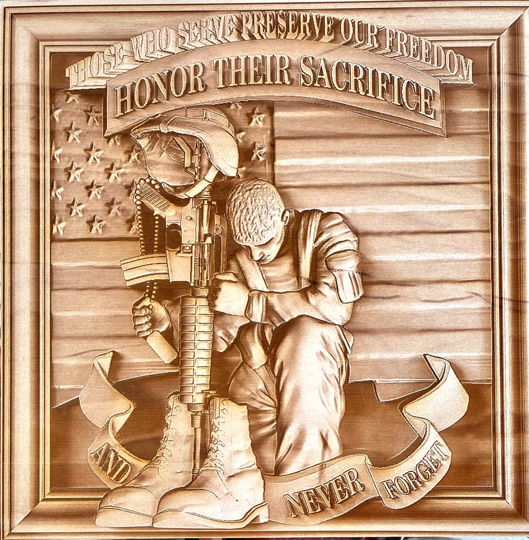 Digital Engraving File - Fallen Soldier Honor 3D Illusion File for Wood ...