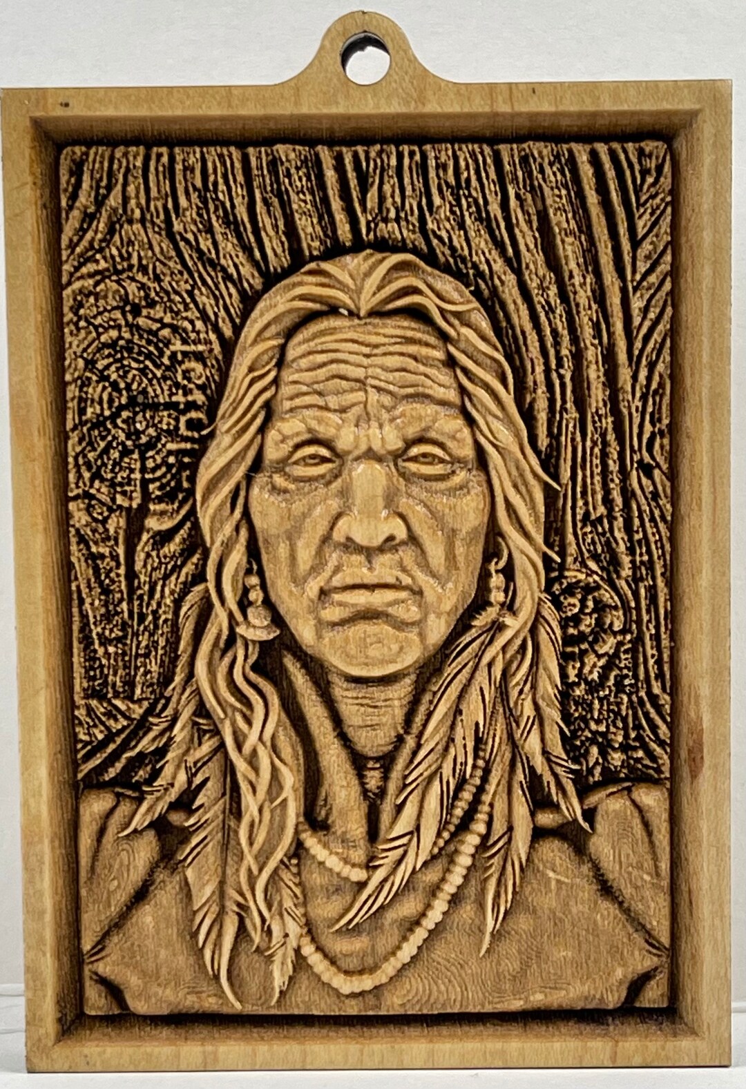 Indian Man in Front of Tree 3D Maple Wood Ornament / Shelf Decor - Etsy