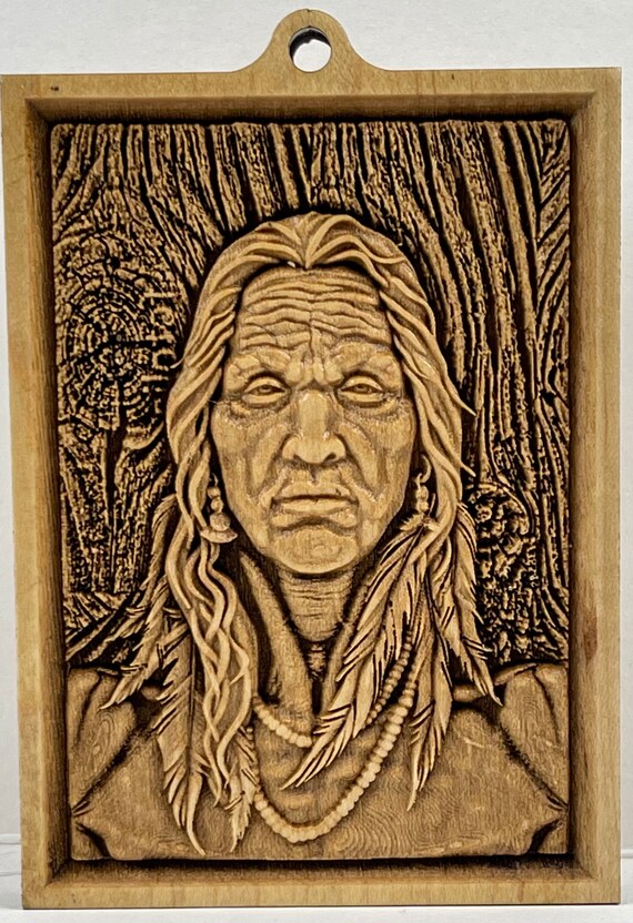 Indian Man in Front of Tree 3D Maple Wood Ornament / Shelf | Etsy