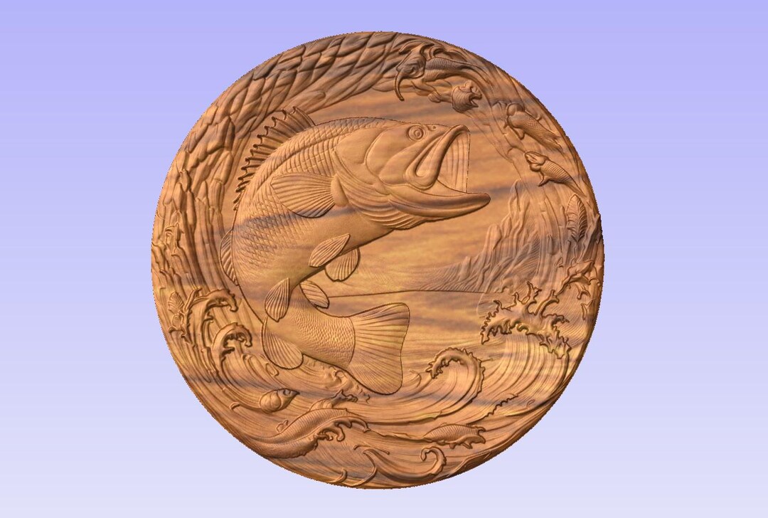 Swimming Bass Round STL File for a 3D CNC Router. - Etsy