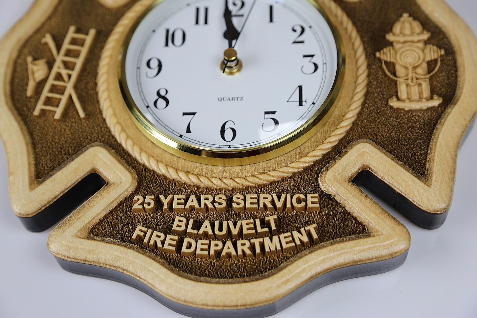 Firefighter Maltese Cross Personalized Hardwood Clock Award Made in ...
