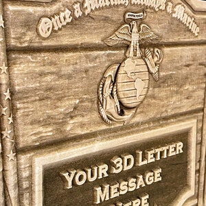 USMC - Marine Corps Laser Draped and Folded US Flag Carved Plaque ...