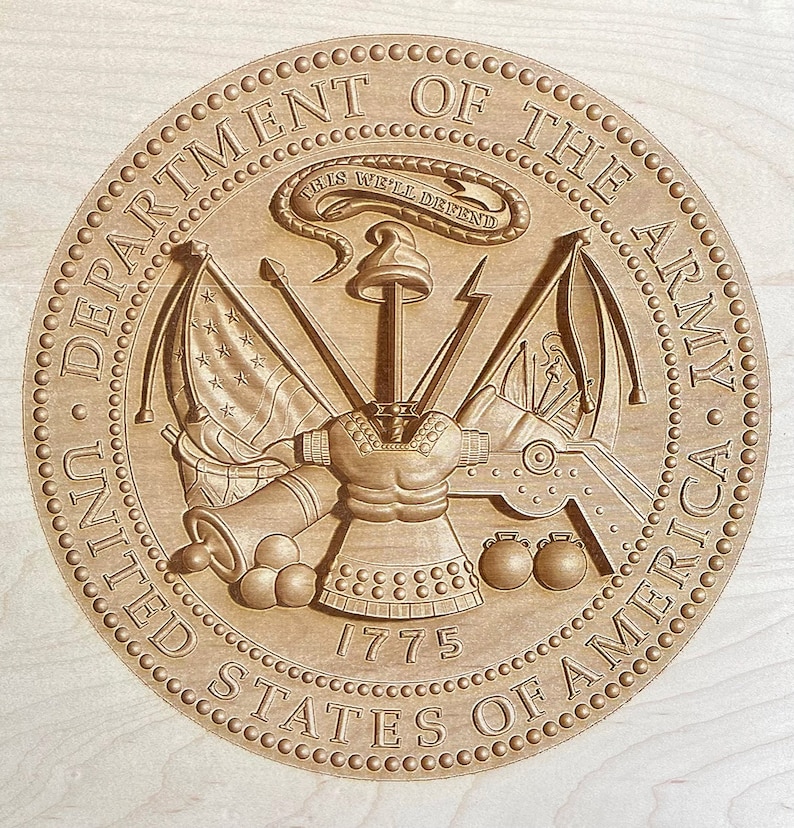 Digital Engraving File -US Army Emblem 3D Illusion File for Wood Laser ...