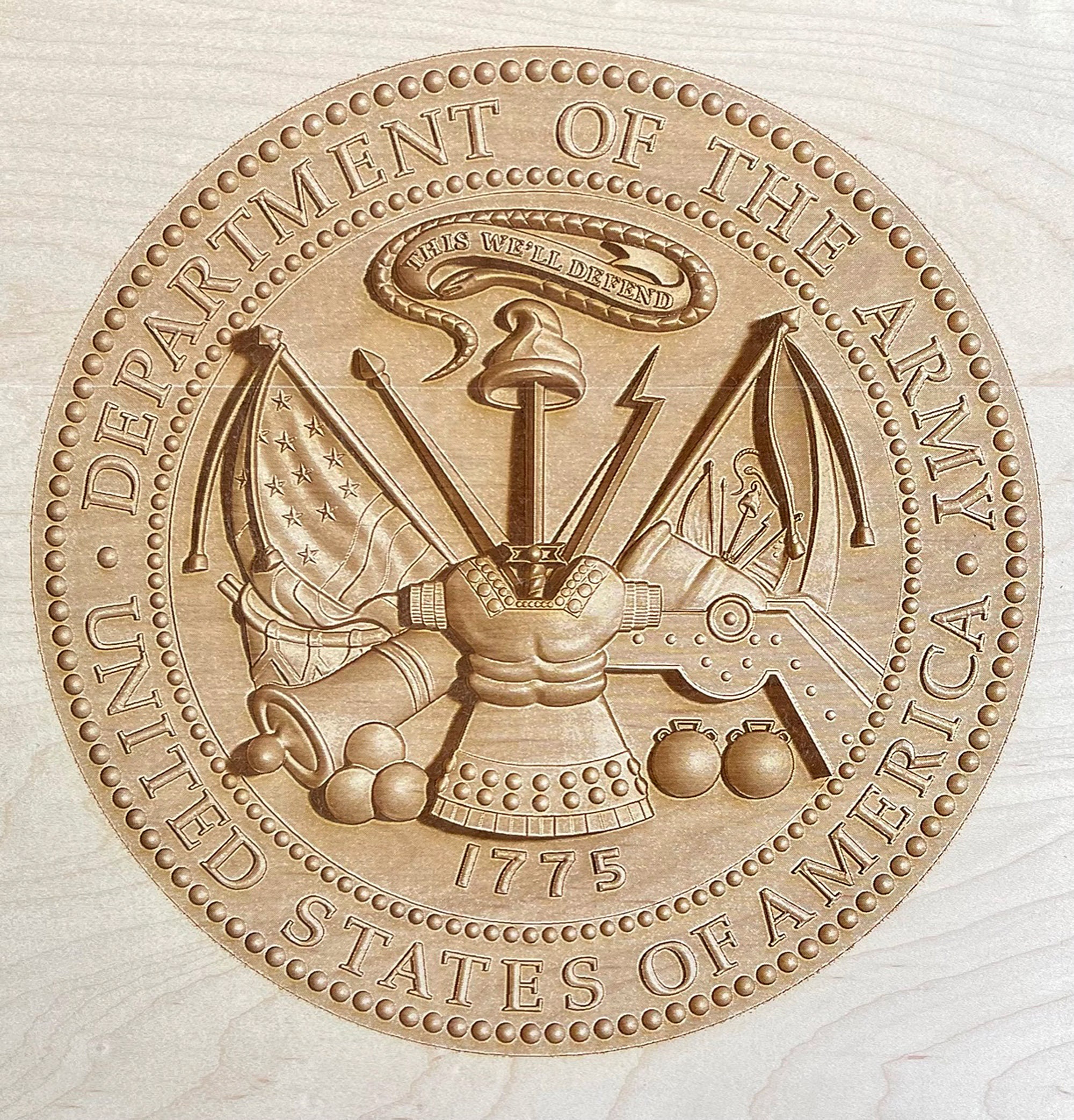 Digital Engraving File -US Army Emblem 3D Illusion File for Wood Laser ...