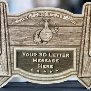 USMC - Marine Corps Laser Draped and Folded US Flag Carved Plaque ...