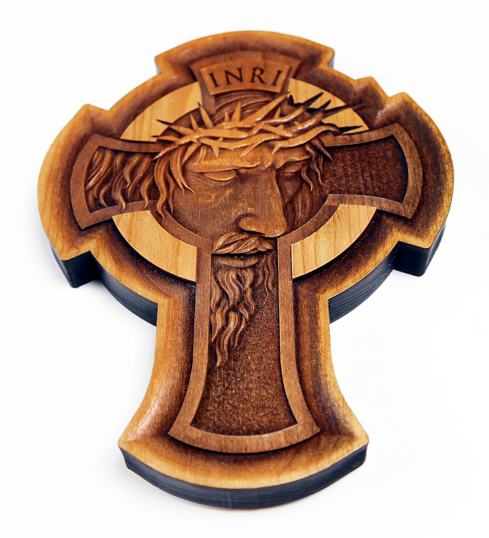 Jesus Face Cross / Crucifix in Maple Wood Cross or Charry | Etsy