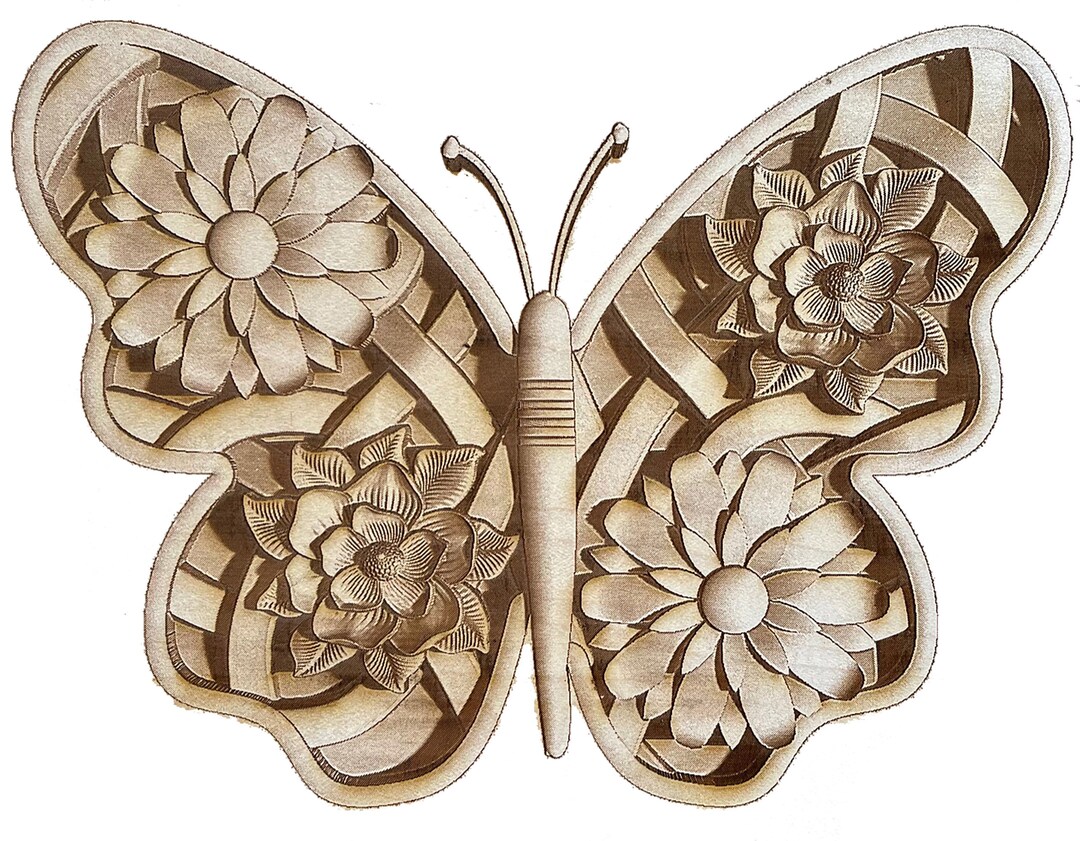 Digital Engraving File - Butterfly With Flower Wings 3D Illusion File ...