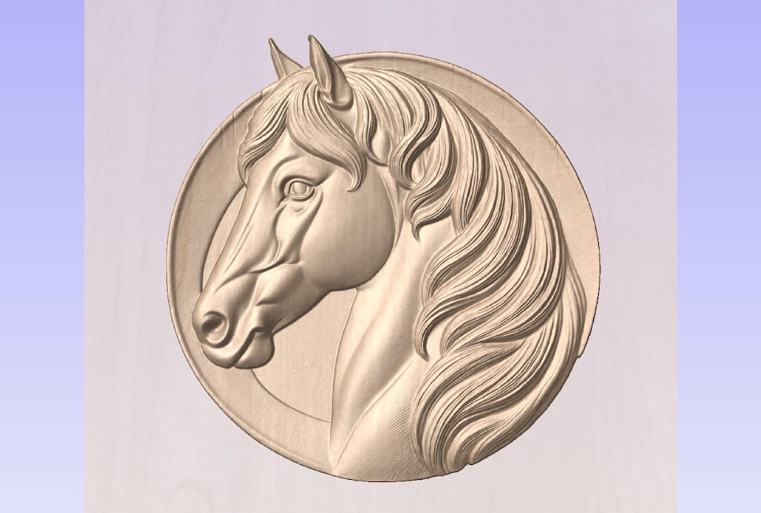 Horse Head Portrait Circle STL Relief File for a 3D STL for CNC Router ...