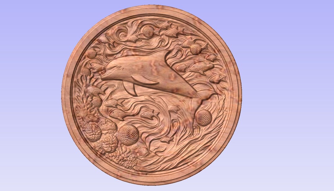 Swimming Dolphin Scene STL File for a 3D CNC Router. - Etsy