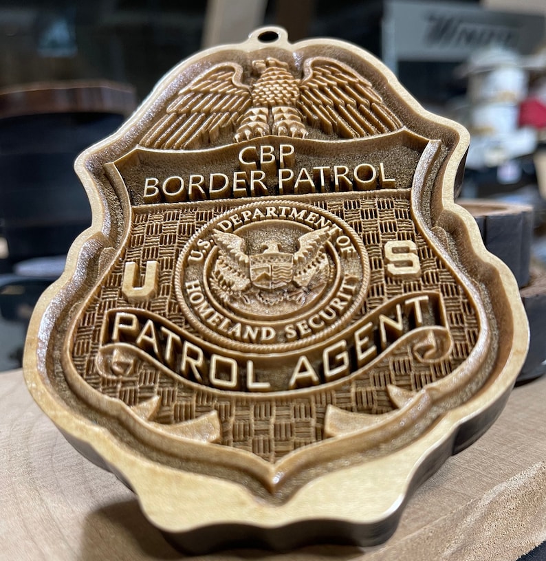 Wooden Custome and Border Patrol Agent Badge Personalized 3D Maple Wood ...