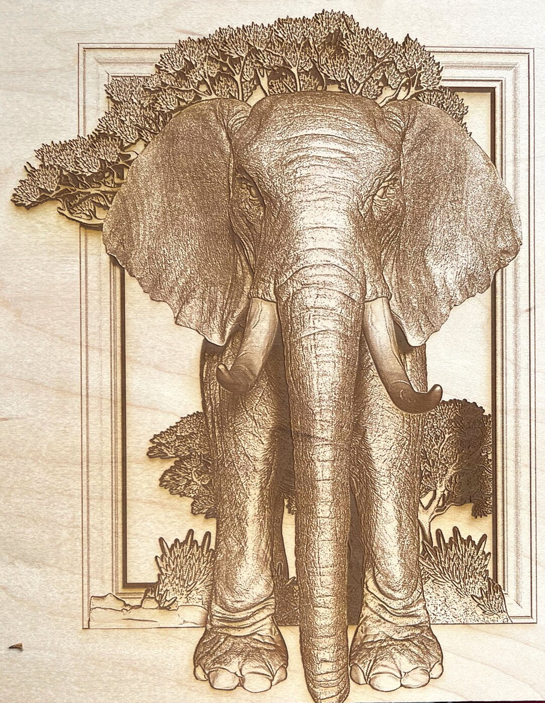 Digital Engraving File - Elephant Scene in Frame 3D Illusion File for ...