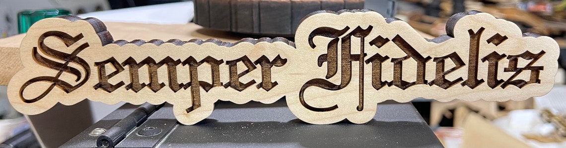 USMC Marine Corps Semper Fidelis Words Personalized 3D Maple Wood ...