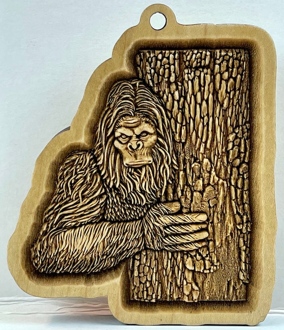Sasquatch Bigfoot Behind Tree 3D Maple Wood Ornament / Shelf - Etsy