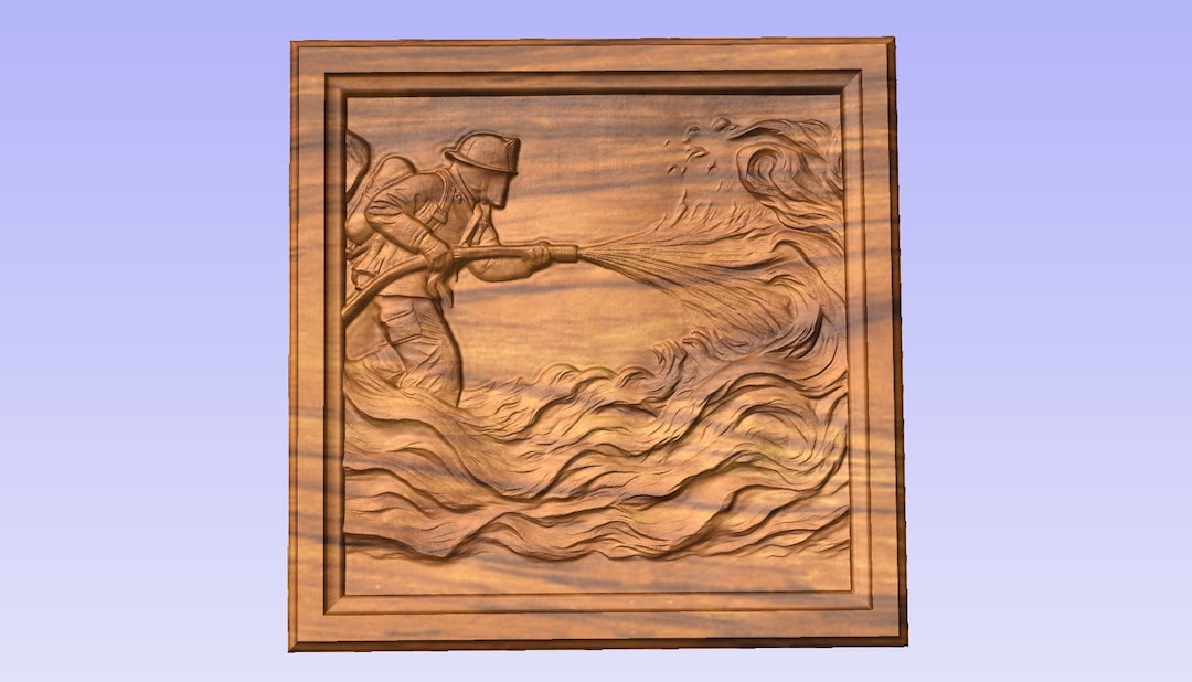 Firefighter Fighting a Fire STL File for a 3D CNC Router. - Etsy